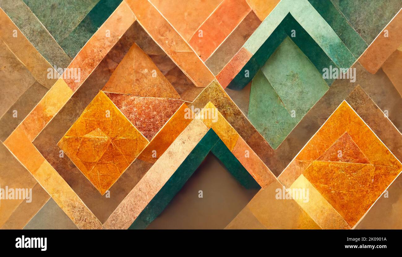 An abstract 3D geometric pattern color gradient background with rusty ...