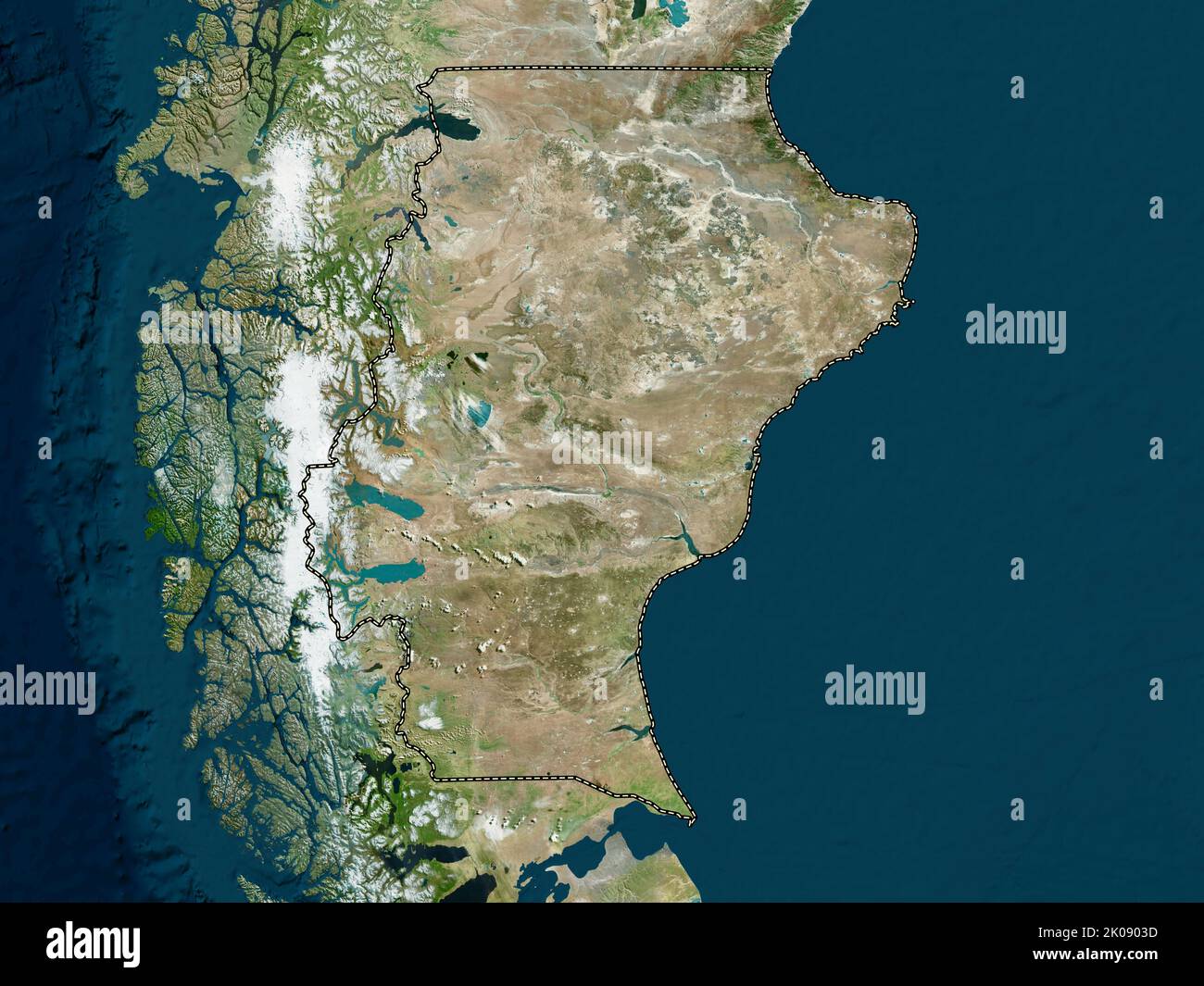 Santa Cruz, province of Argentina. High resolution satellite map Stock ...