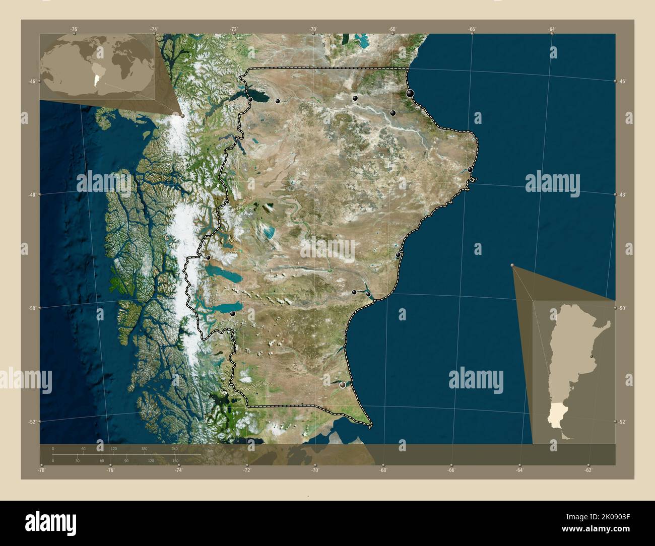 Santa Cruz, province of Argentina. High resolution satellite map ...