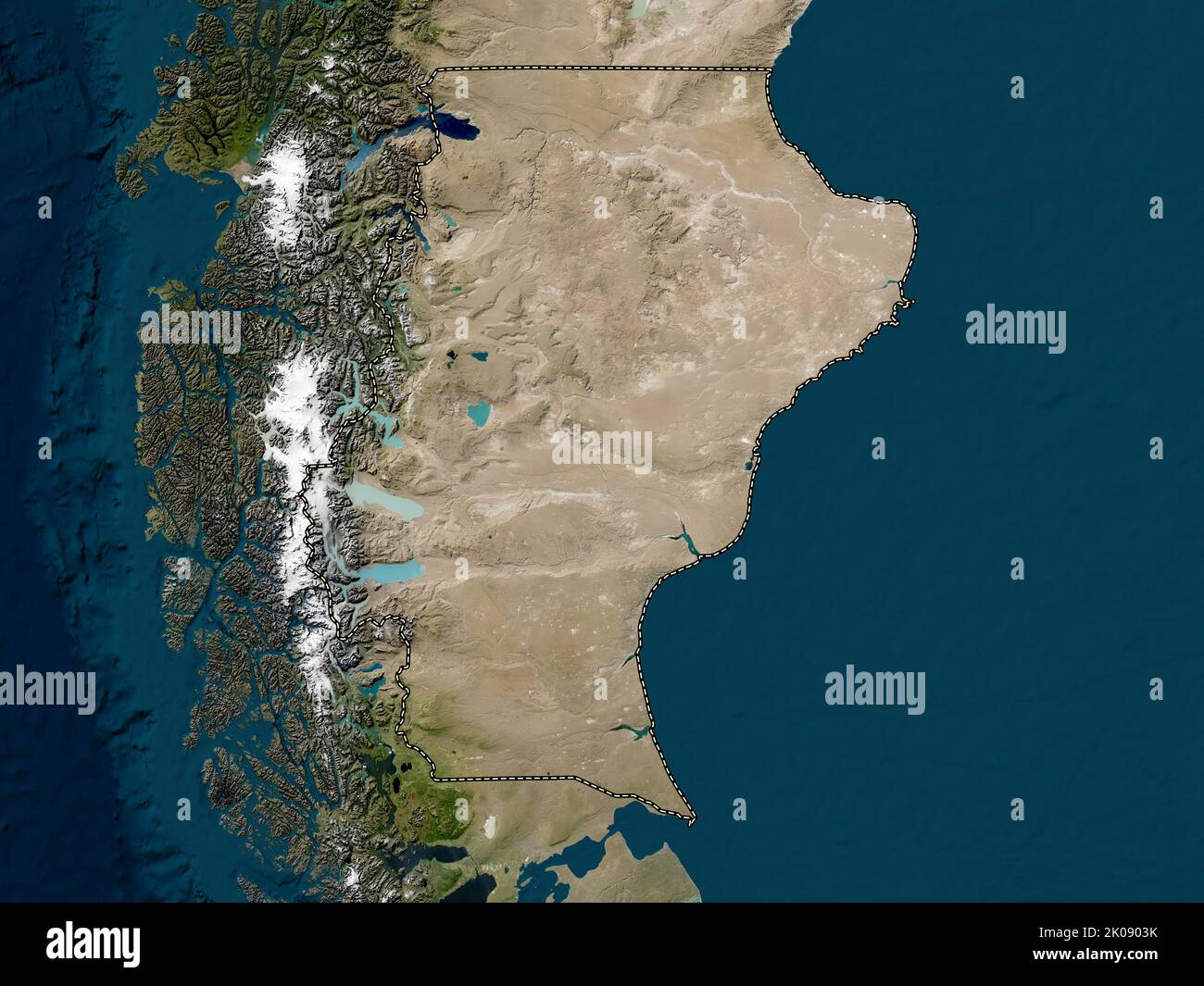 Santa Cruz, province of Argentina. Low resolution satellite map Stock ...