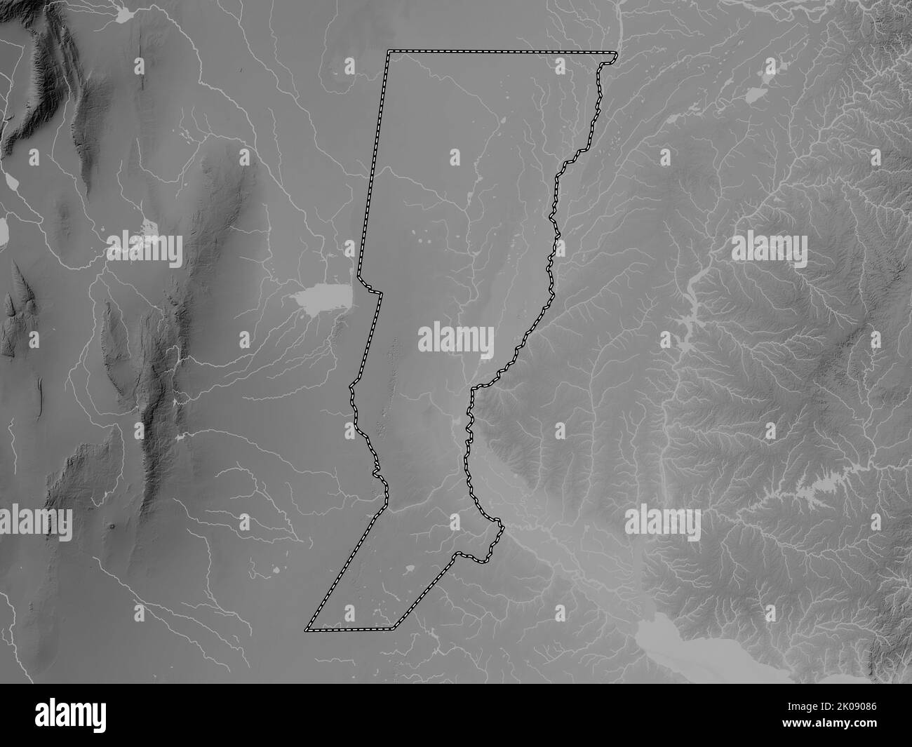 Santa Fe, province of Argentina. Grayscale elevation map with lakes and ...