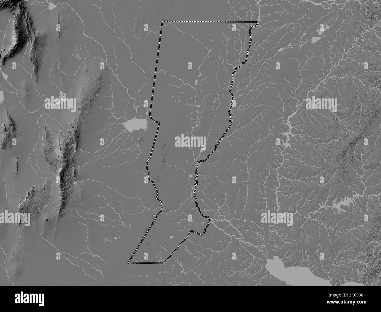 Santa Fe, province of Argentina. Bilevel elevation map with lakes and ...
