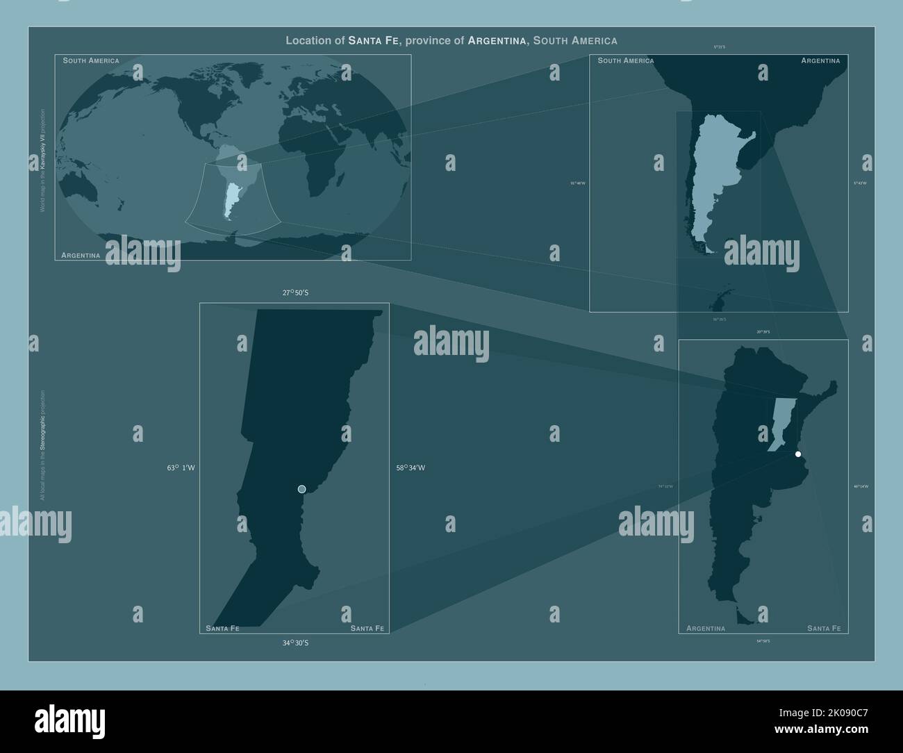 Santa Fe, province of Argentina. Diagram showing the location of the ...