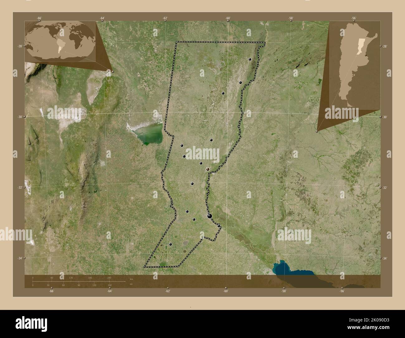 Santa Fe, province of Argentina. Low resolution satellite map ...