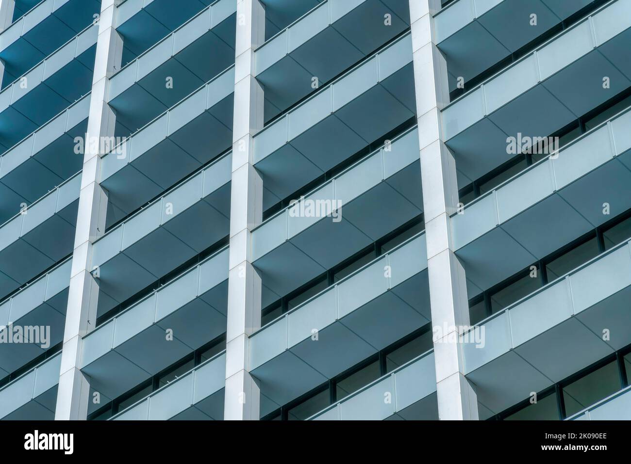 Modern house apartment exterior with glass windows and balconies at the ...