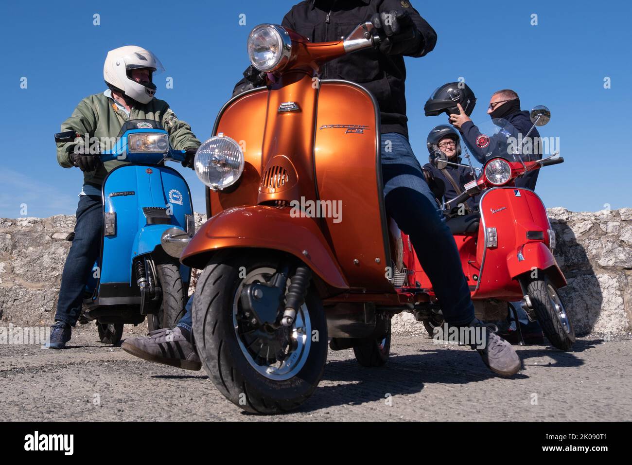 Lambretta Li Italian vintage scooter leaving annual rally in front of ...