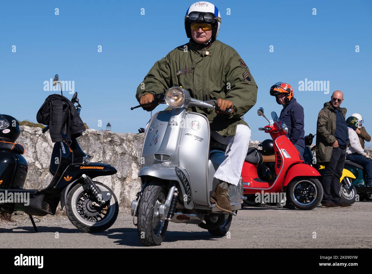Silver Lambretta Li 150 Special, classic Italian vintage scooter being ...