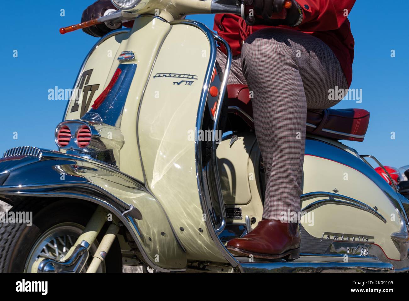 Lambretta TV 175, gleaming vintage Italian scooter photographed close ...