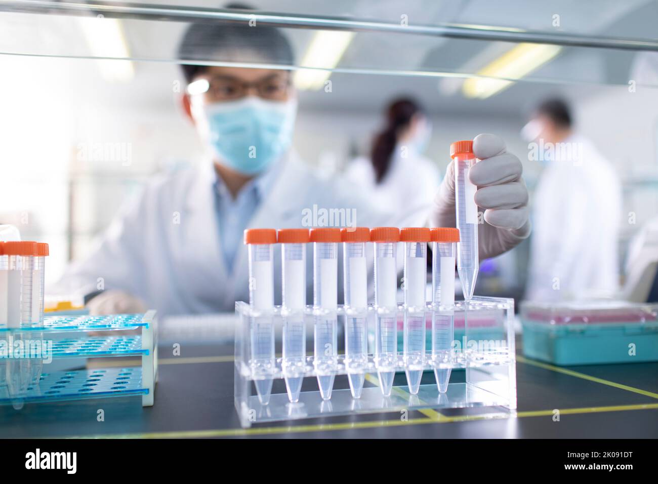 Chinese scientists examining medical sample in laboratory Stock Photo ...