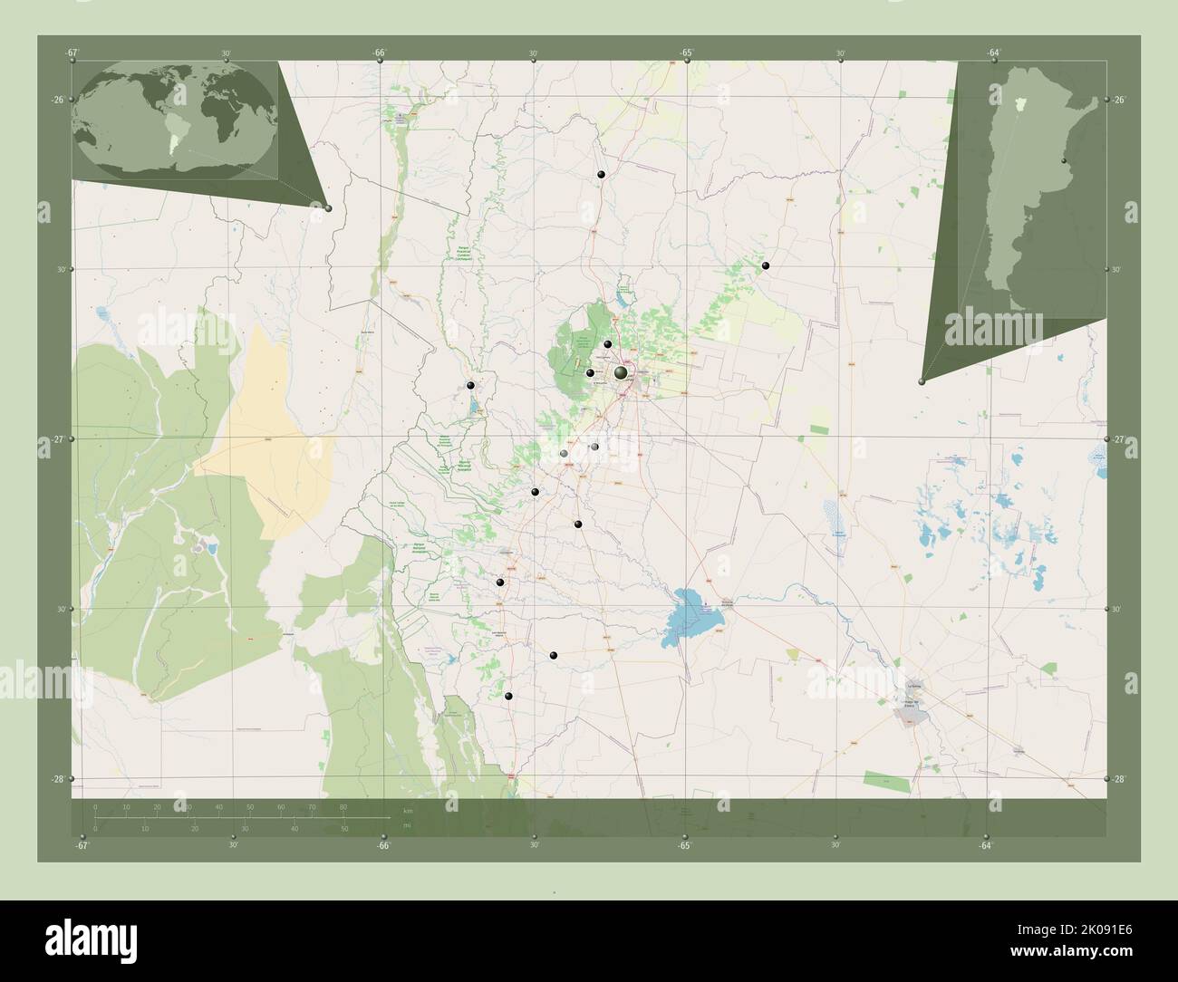 Tucuman, province of Argentina. Open Street Map. Locations of major ...