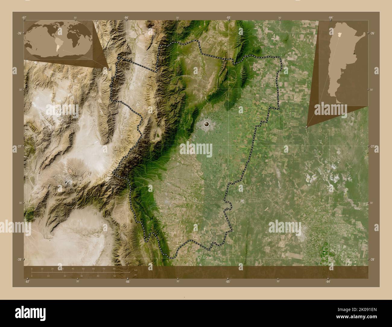 Tucuman, province of Argentina. Low resolution satellite map. Corner ...