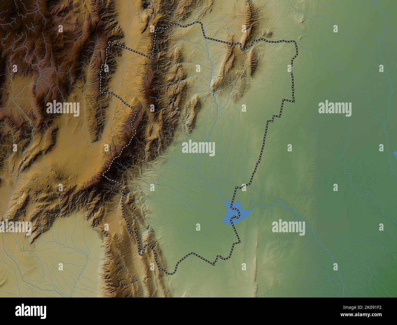 Tucuman, province of Argentina. Colored elevation map with lakes and ...