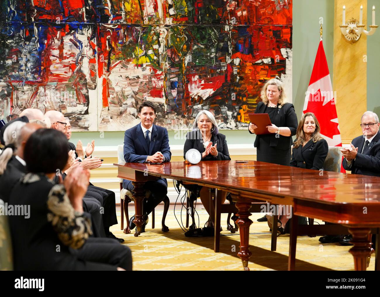 Prime Minister Justin Trudeau, Governor General Mary Simon and Cabinet take part in a ceremony ...