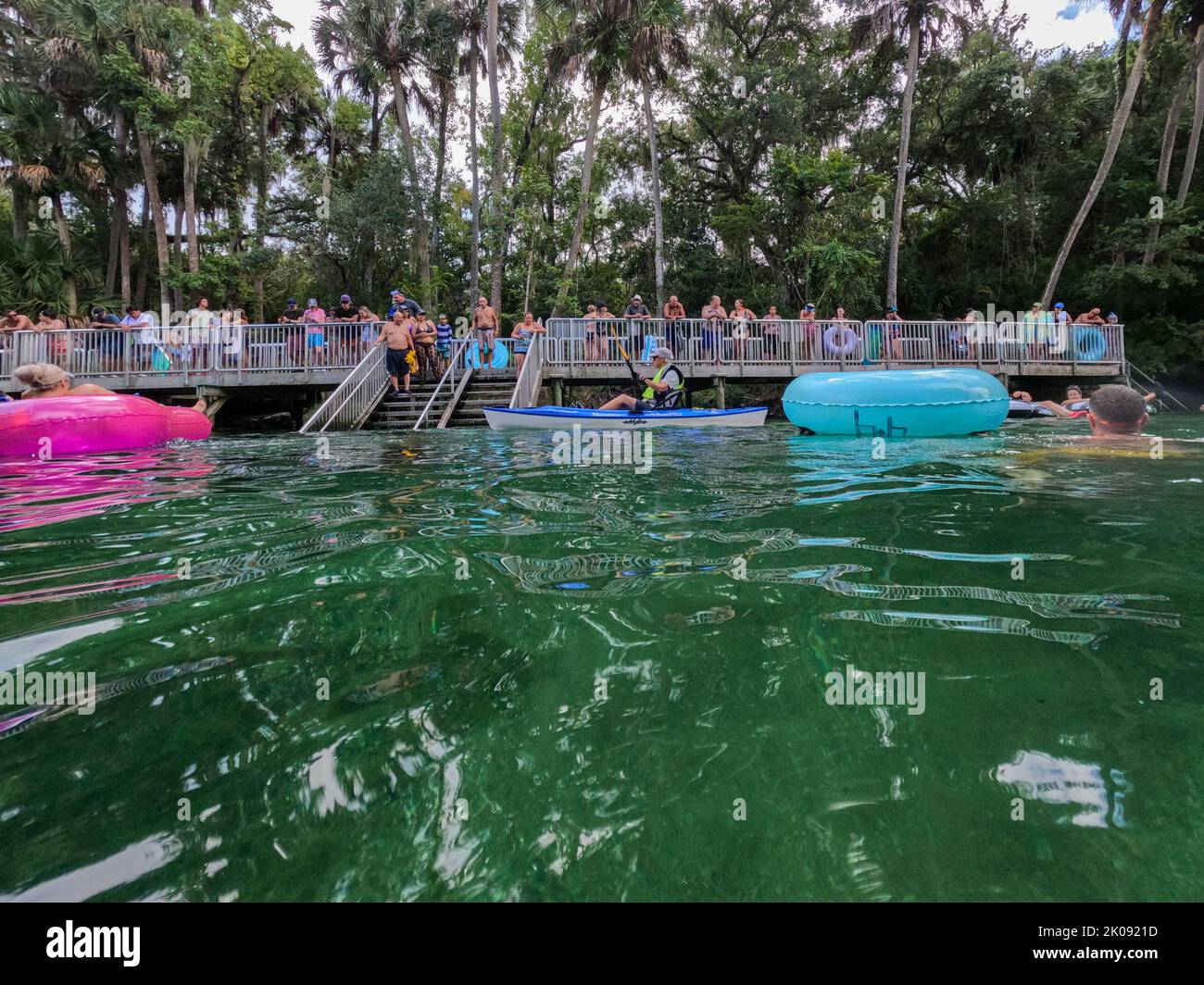 Orlando, FL USA - August 5, 2022: People floating down the spring in ...