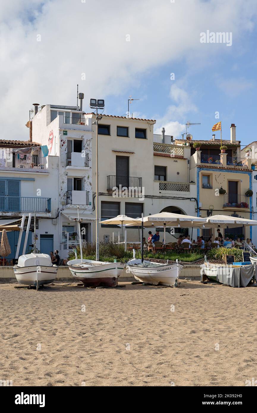 Blanes, Catalonia, Spain -August 04,2022: Houses in the coastal town of ...