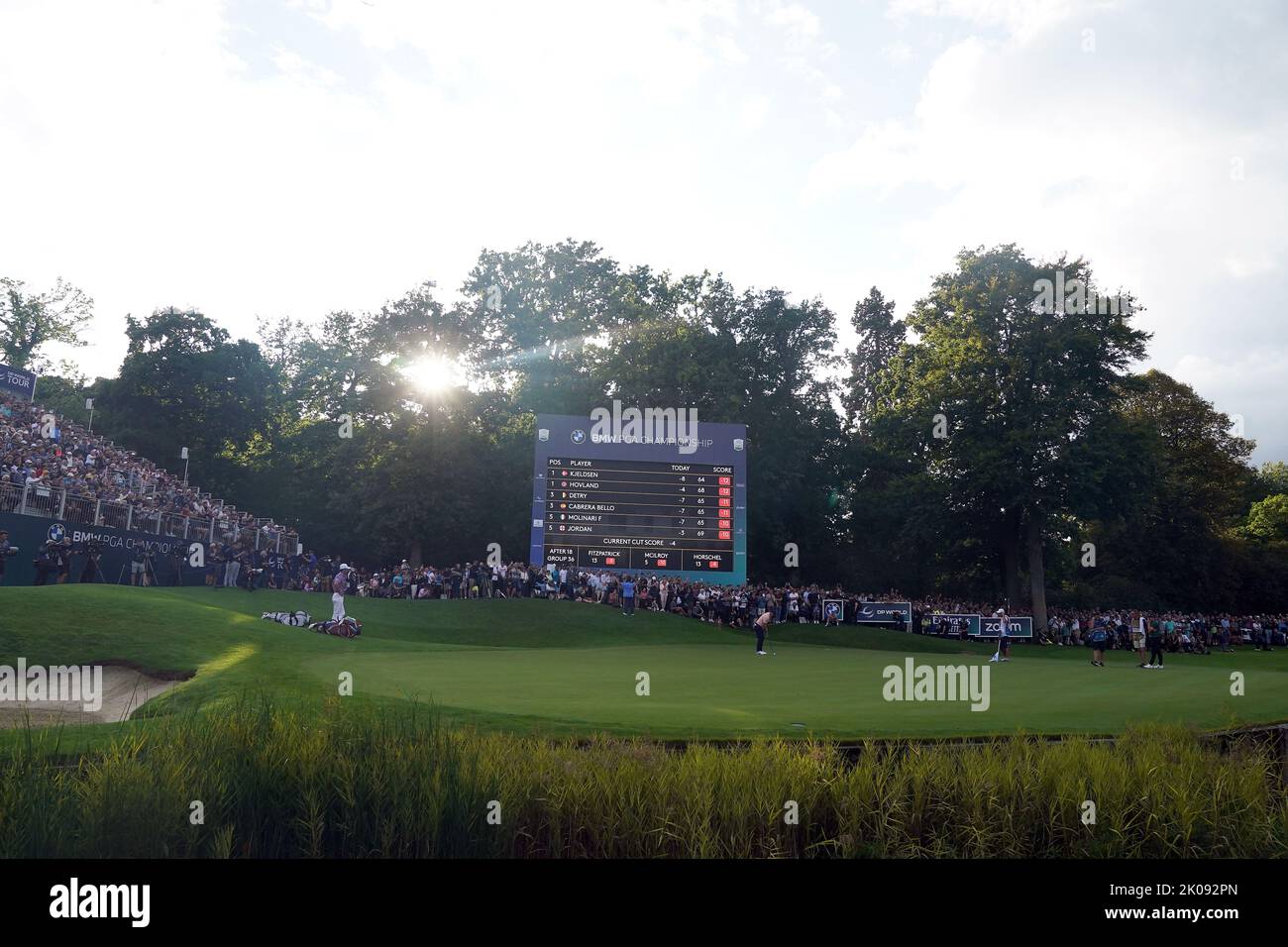Rory McIlroy putting on the 18th hole during day three of the BMW PGA ...
