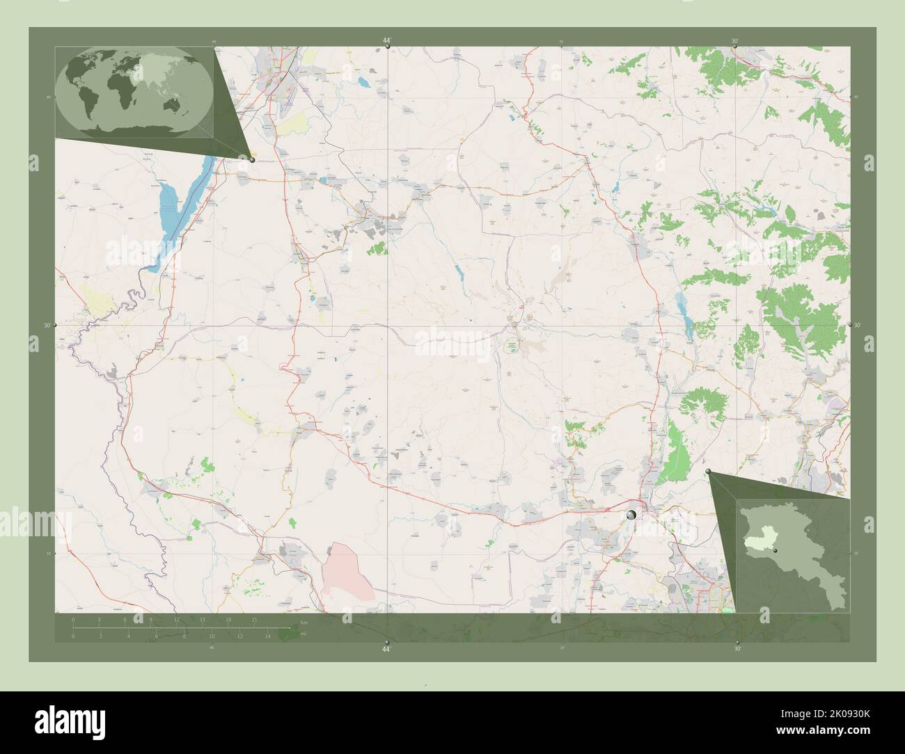 Aragatsotn, province of Armenia. Open Street Map. Corner auxiliary ...