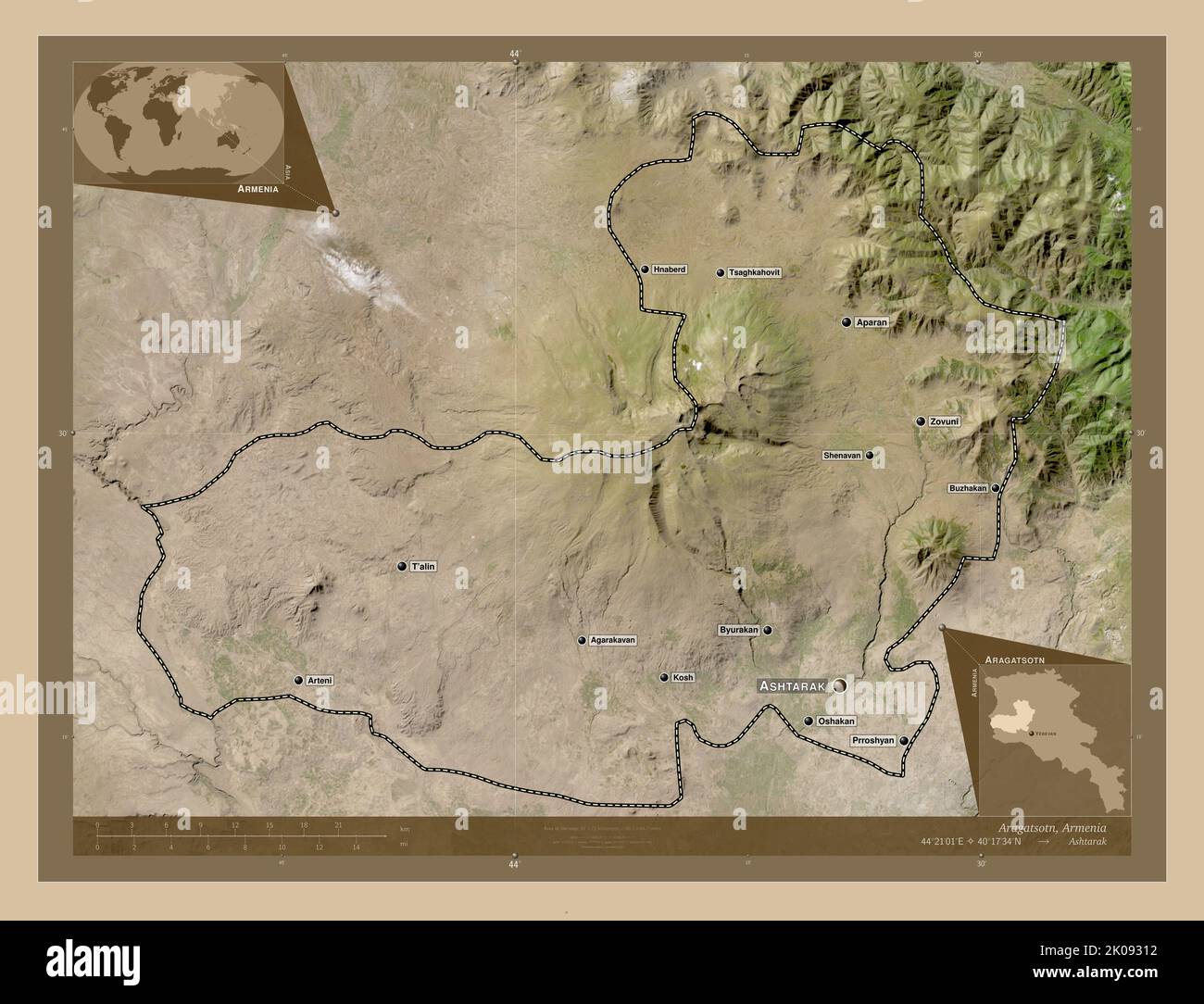 Aragatsotn, province of Armenia. Low resolution satellite map ...