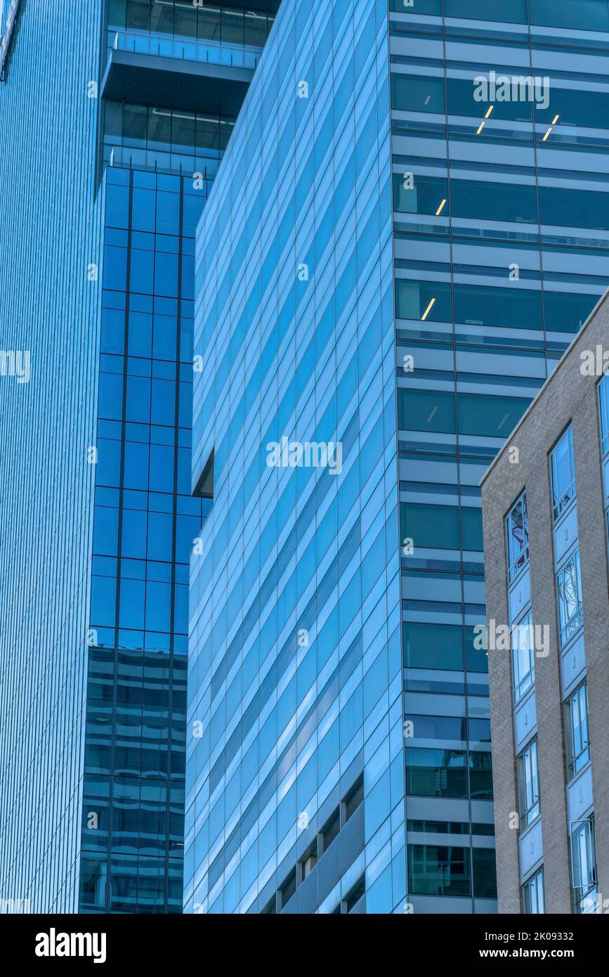 Modern building exterior view with glass facade in downtown Austin ...