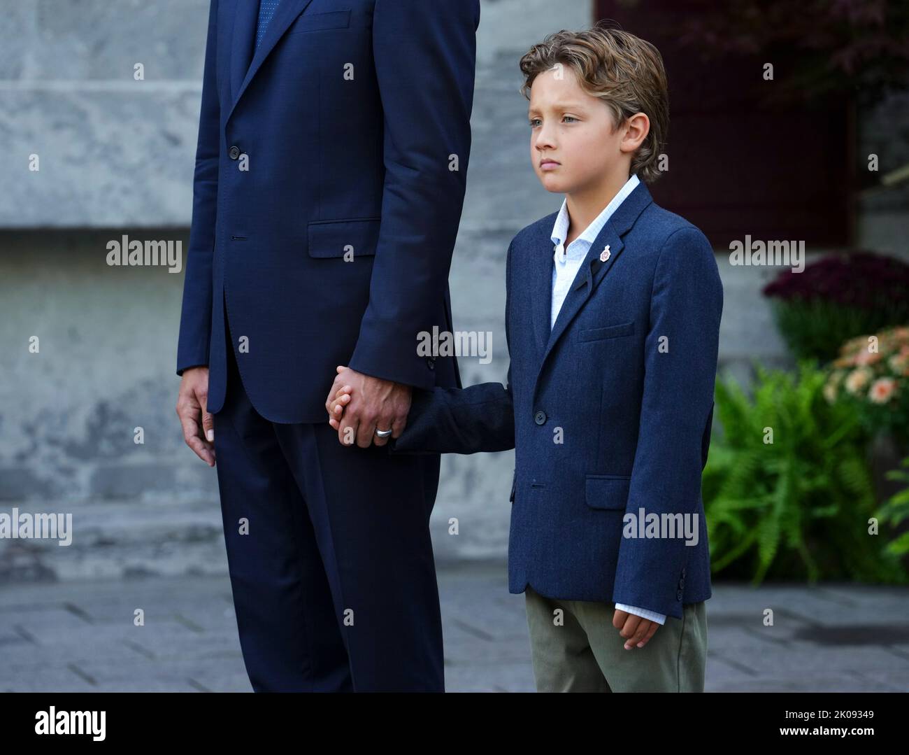 Prime Minister Justin Trudeau and son Hadrien take part in a ceremony ...