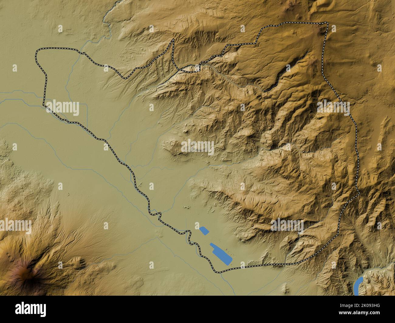 Ararat, province of Armenia. Colored elevation map with lakes and ...
