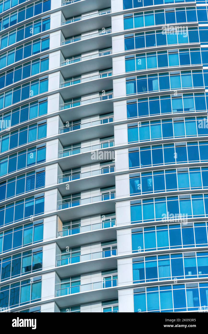 Exterior view of skyscraper in the city of Austin Texas with glass ...