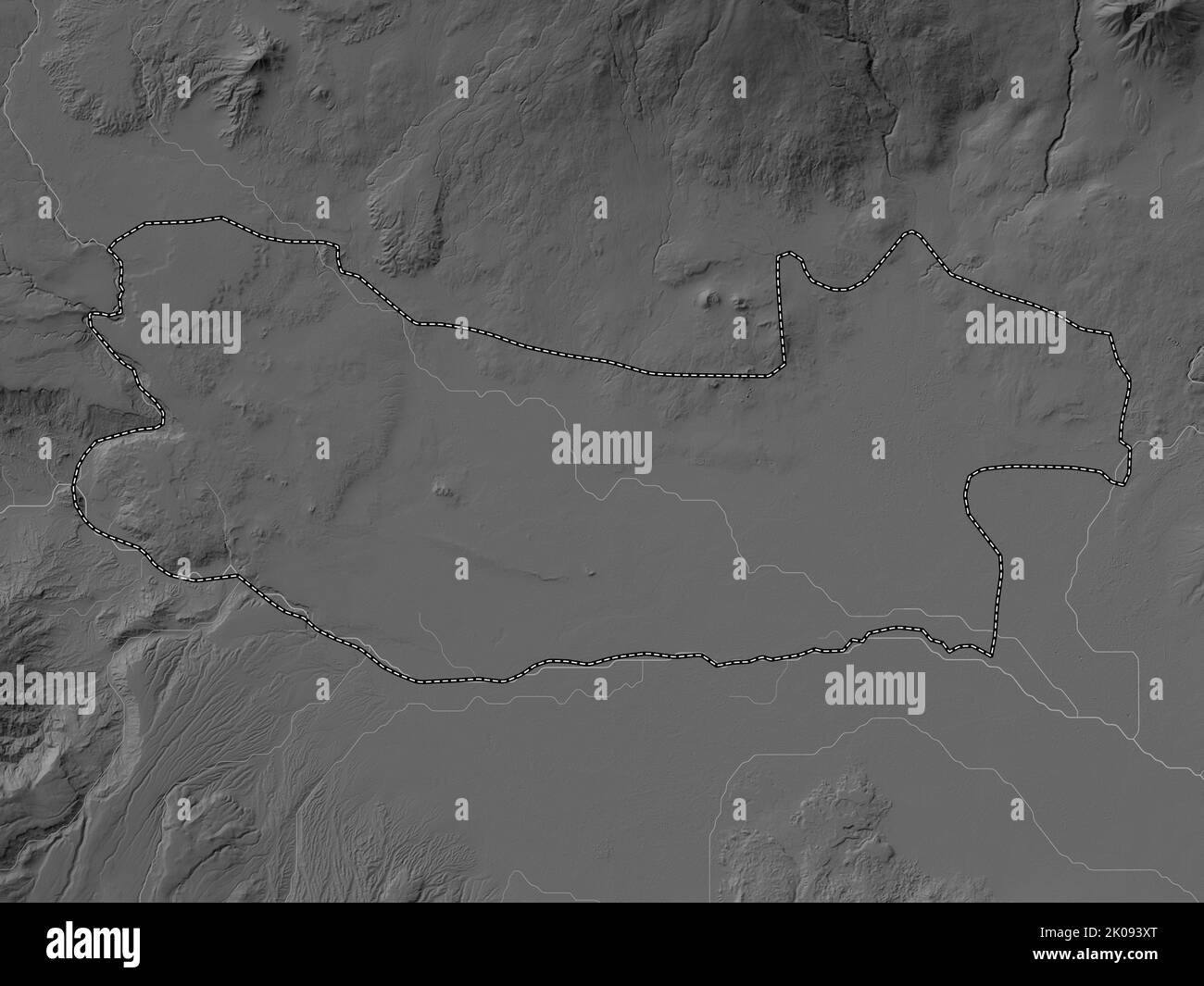 Armavir, province of Armenia. Grayscale elevation map with lakes and ...