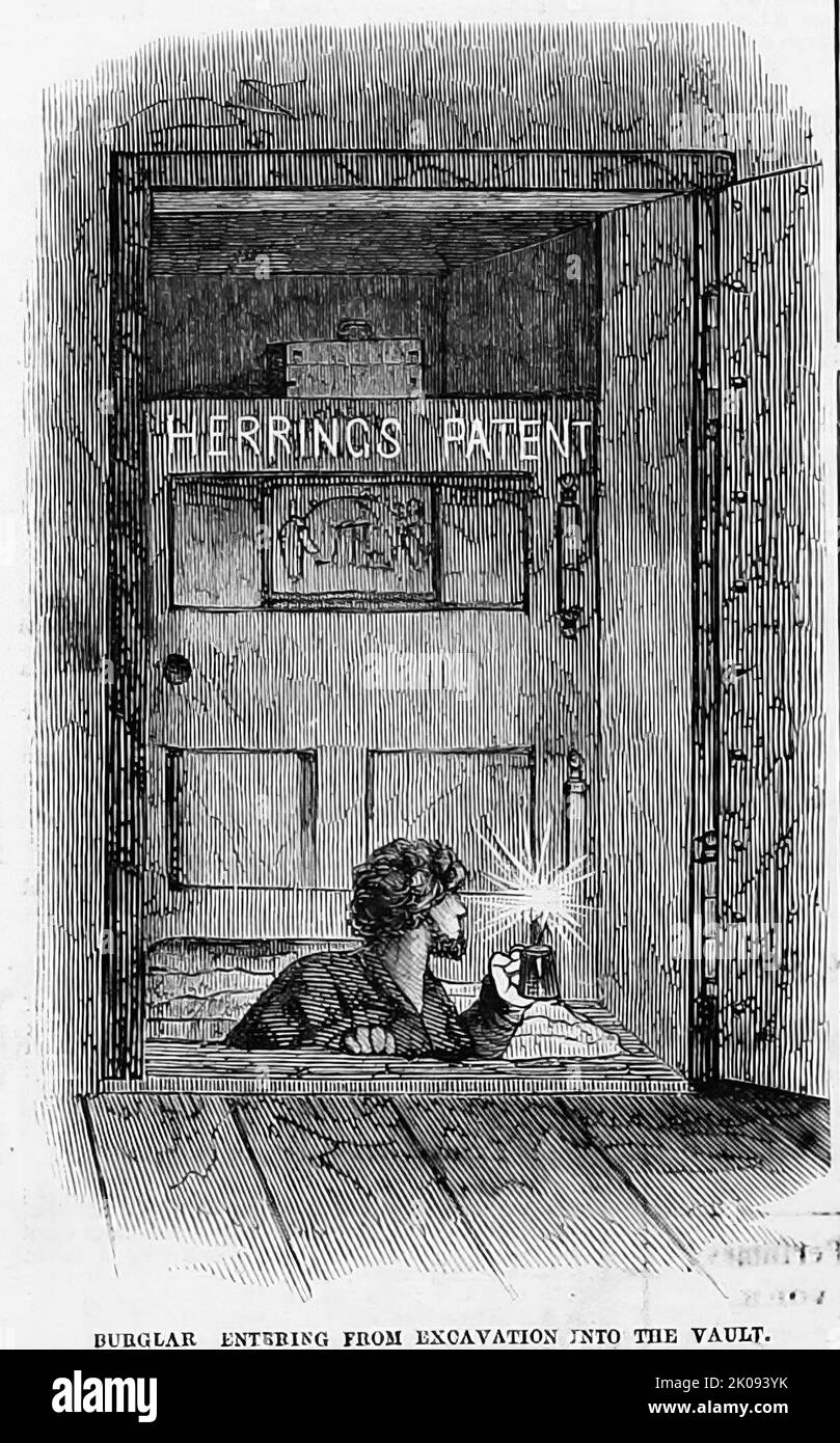 Burglar entering from excavation into the vault. Robbery of the New ...