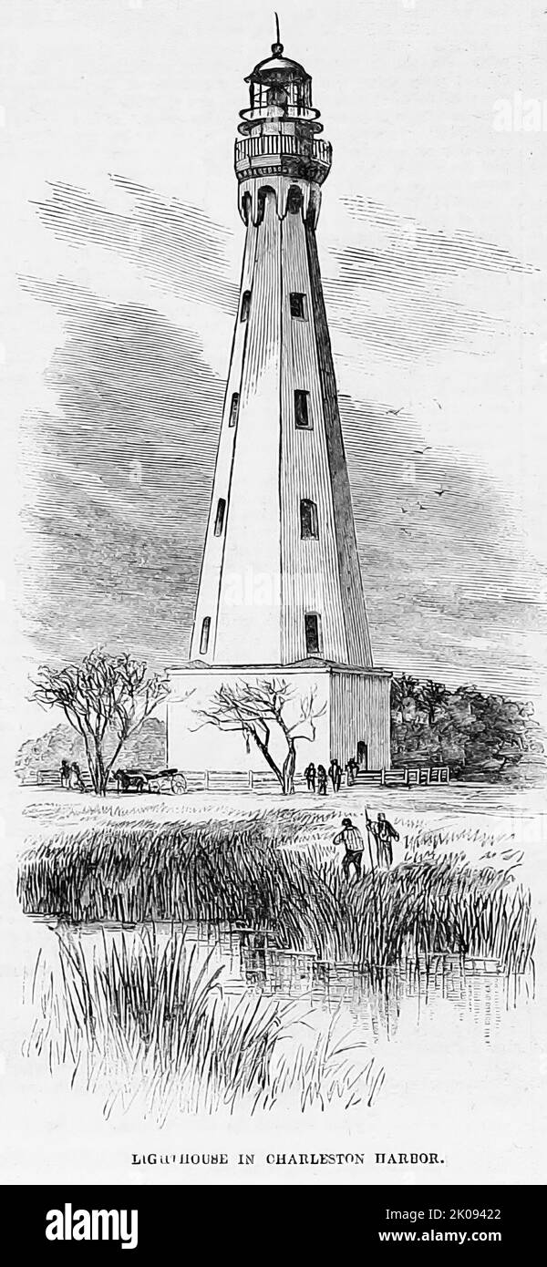 Lighthouse in Charleston Harbor, Morris Island, South Carolina (1861 ...
