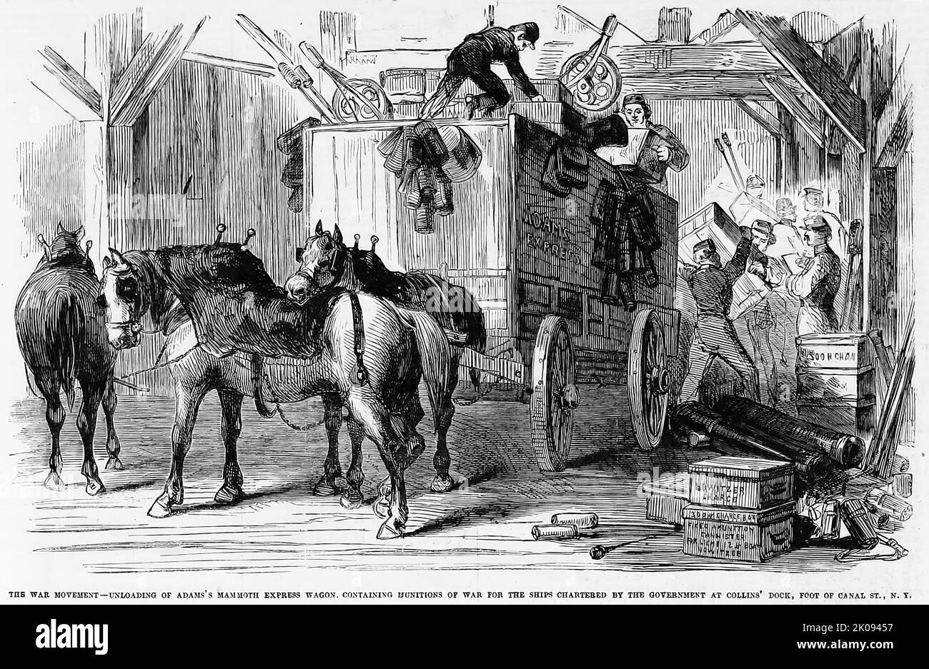 The war movement - Unloading of Adams' Mammoth Express wagon ...