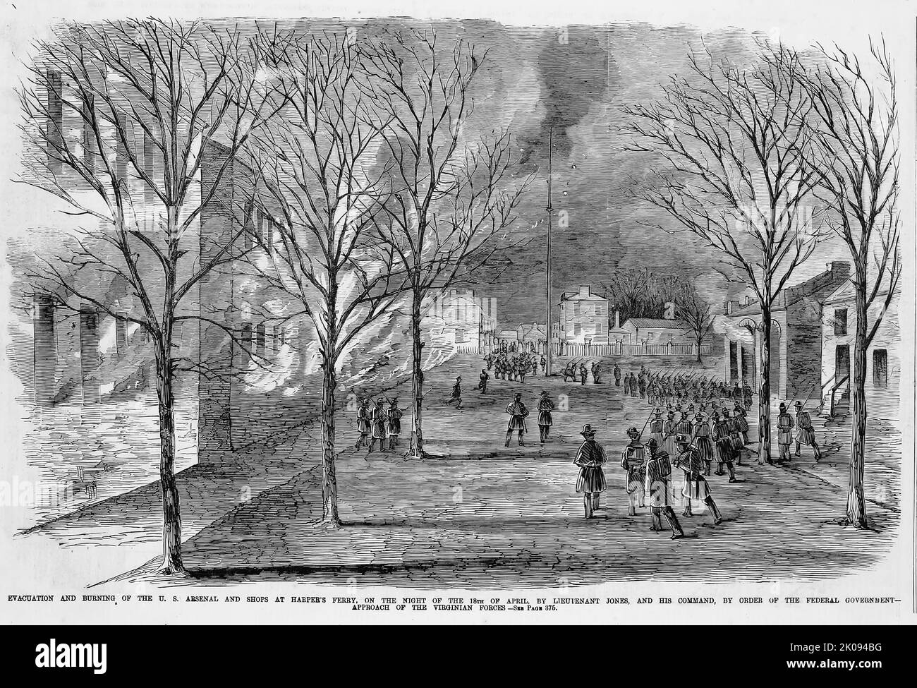 Evacuation and burning of the U.S. Arsenal and shops at Harper's Ferry ...