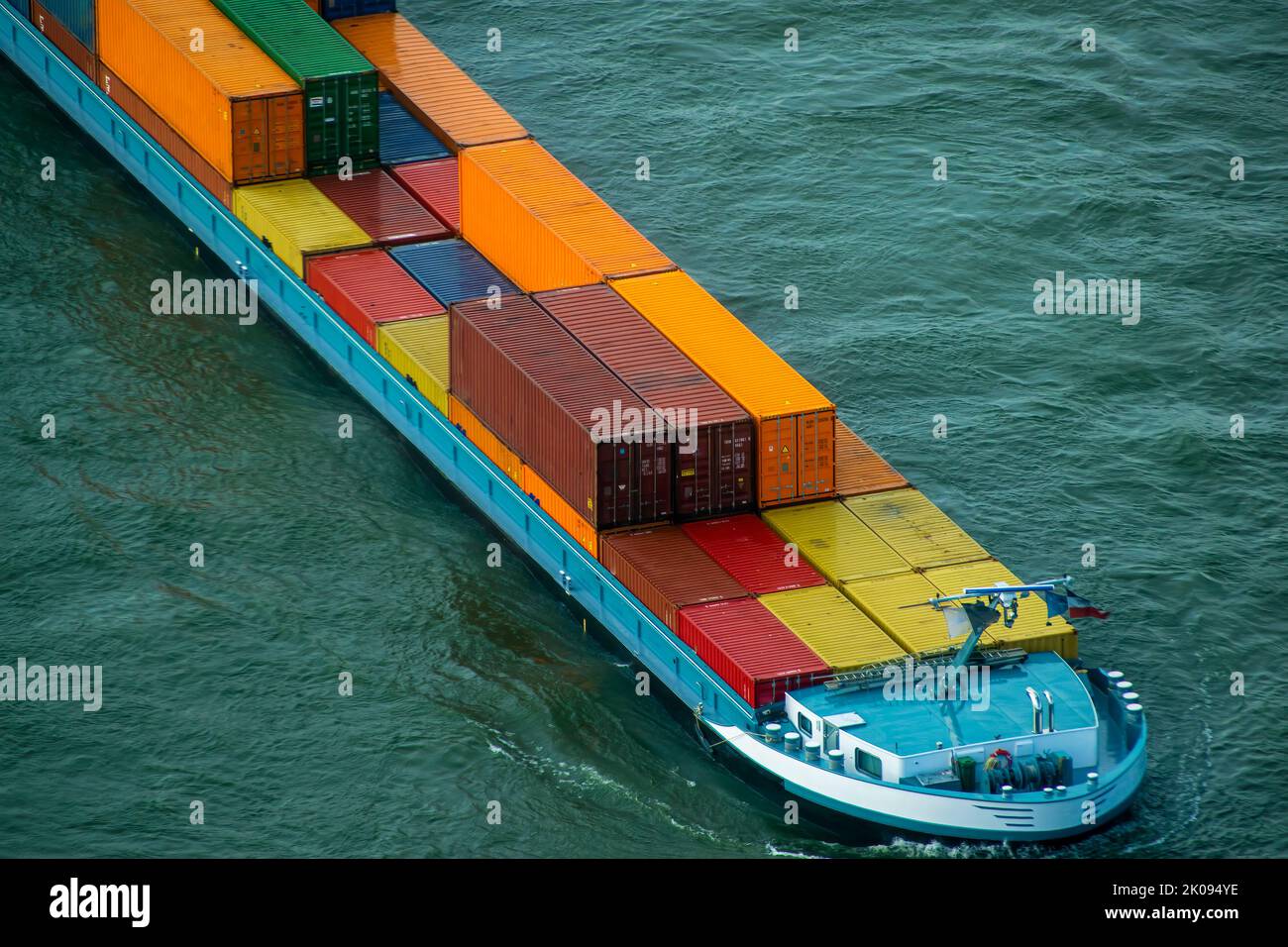 Cargo on cargo ship from a top angel view Stock Photo - Alamy