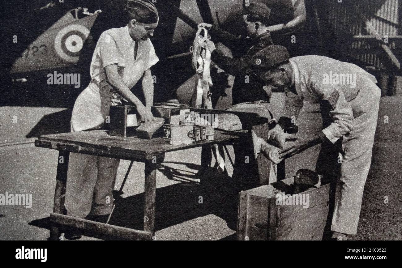 Army's flying delivery vans. Provisions being packed at the Royal ...