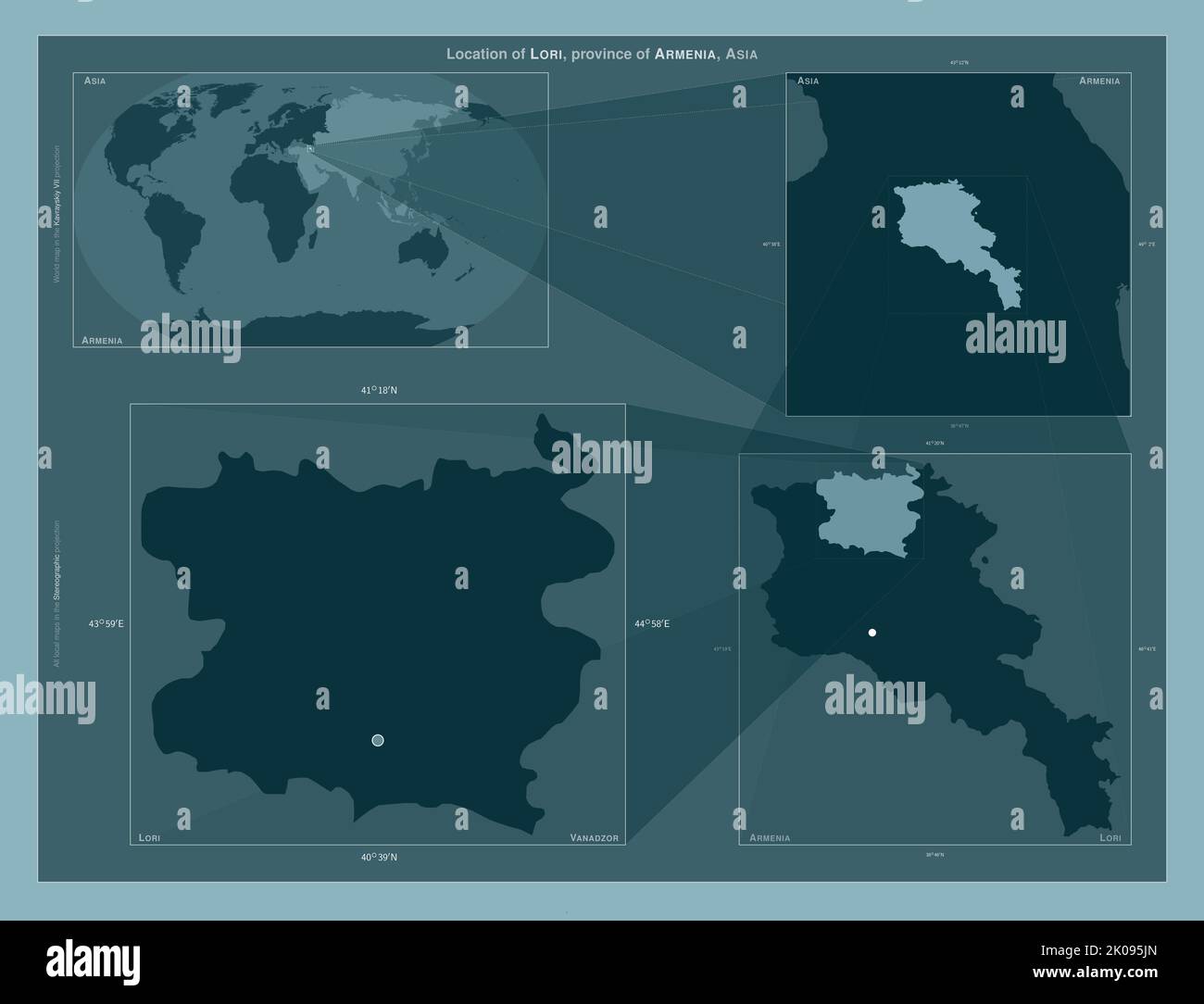 Lori, province of Armenia. Diagram showing the location of the region ...
