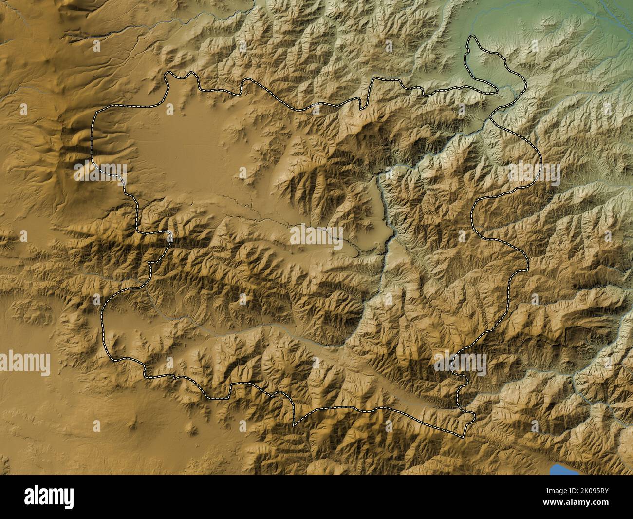 Lori, province of Armenia. Colored elevation map with lakes and rivers ...