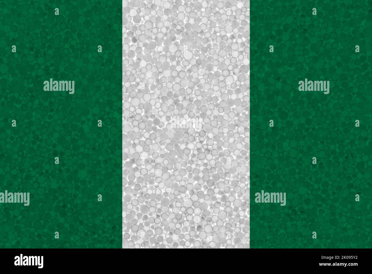 Flag of Nigeria on styrofoam texture. national flag painted on the ...