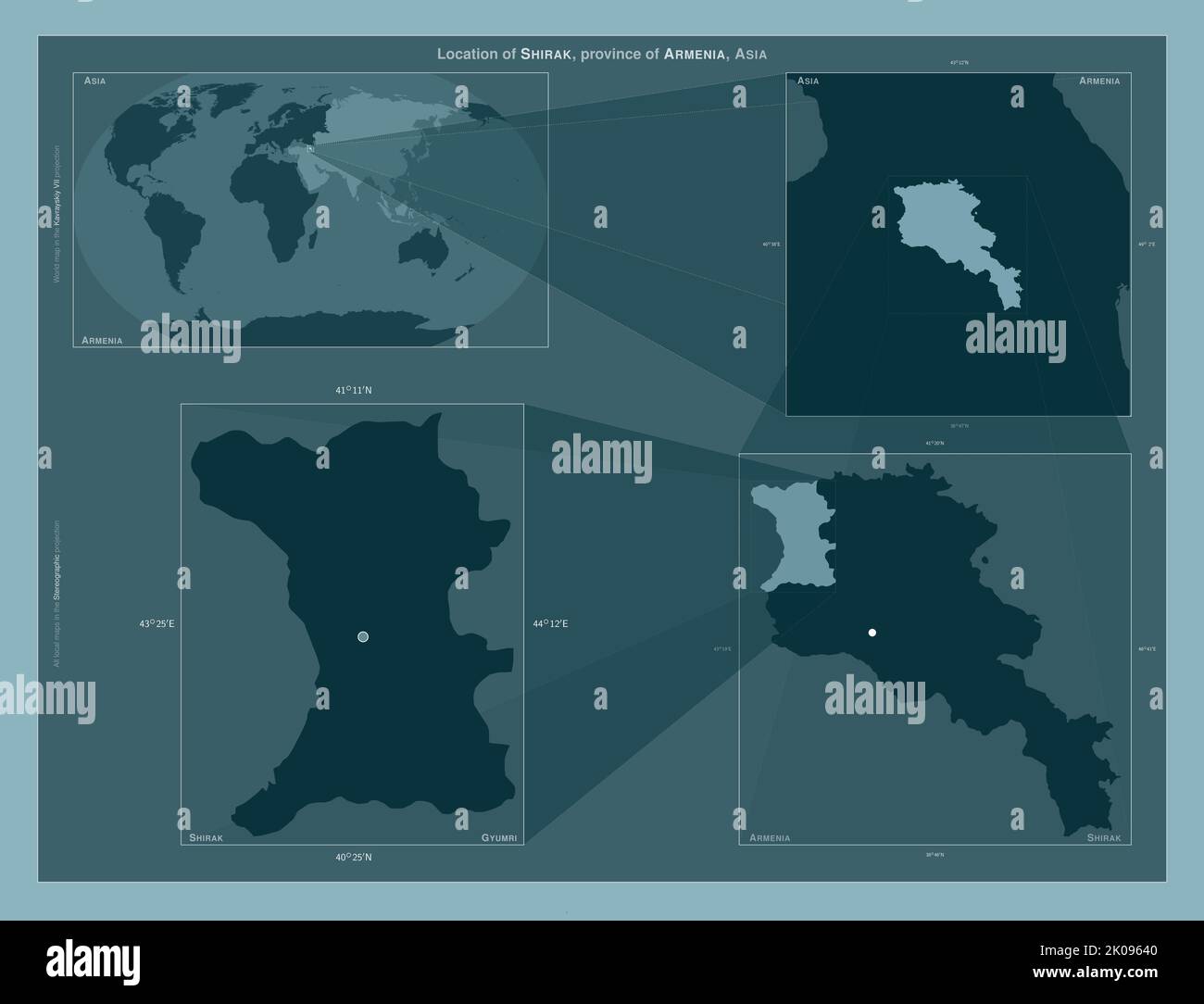 Shirak, province of Armenia. Diagram showing the location of the region ...