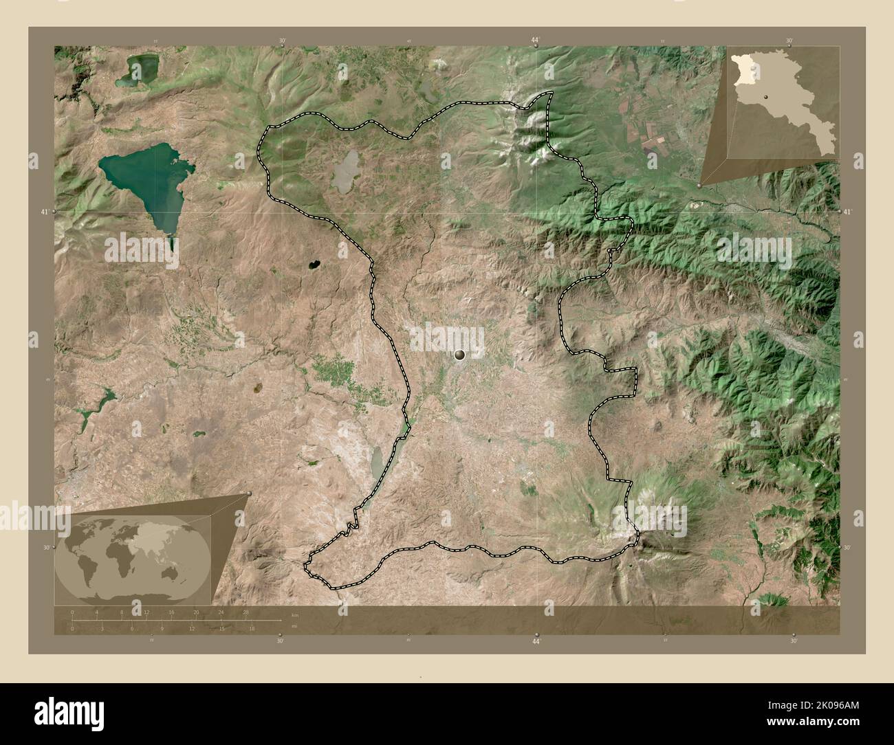 Shirak, province of Armenia. High resolution satellite map. Corner ...