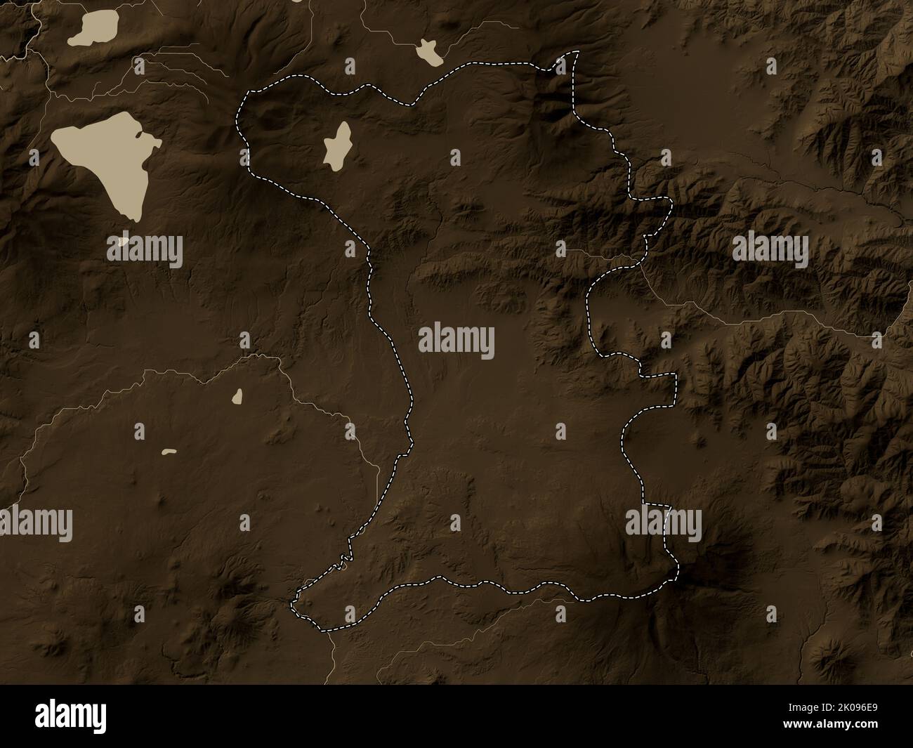 Shirak, province of Armenia. Elevation map colored in sepia tones with ...