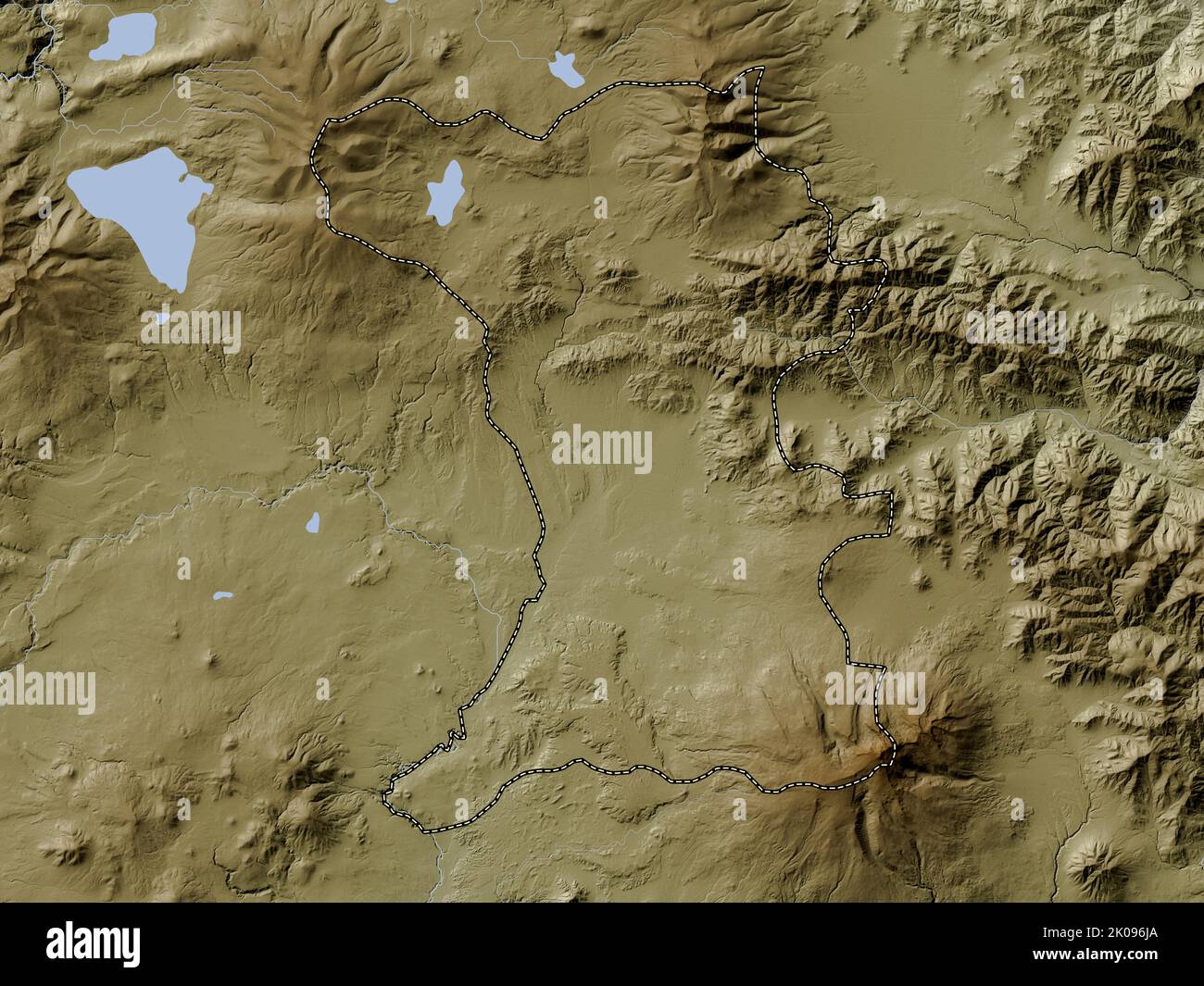 Shirak, province of Armenia. Elevation map colored in wiki style with lakes and rivers Stock ...