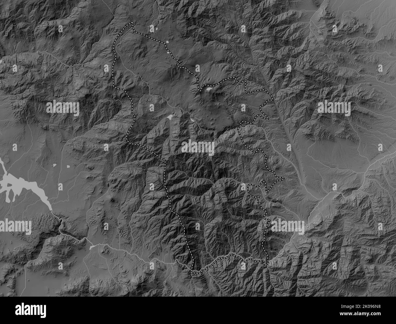 Syunik, province of Armenia. Grayscale elevation map with lakes and ...