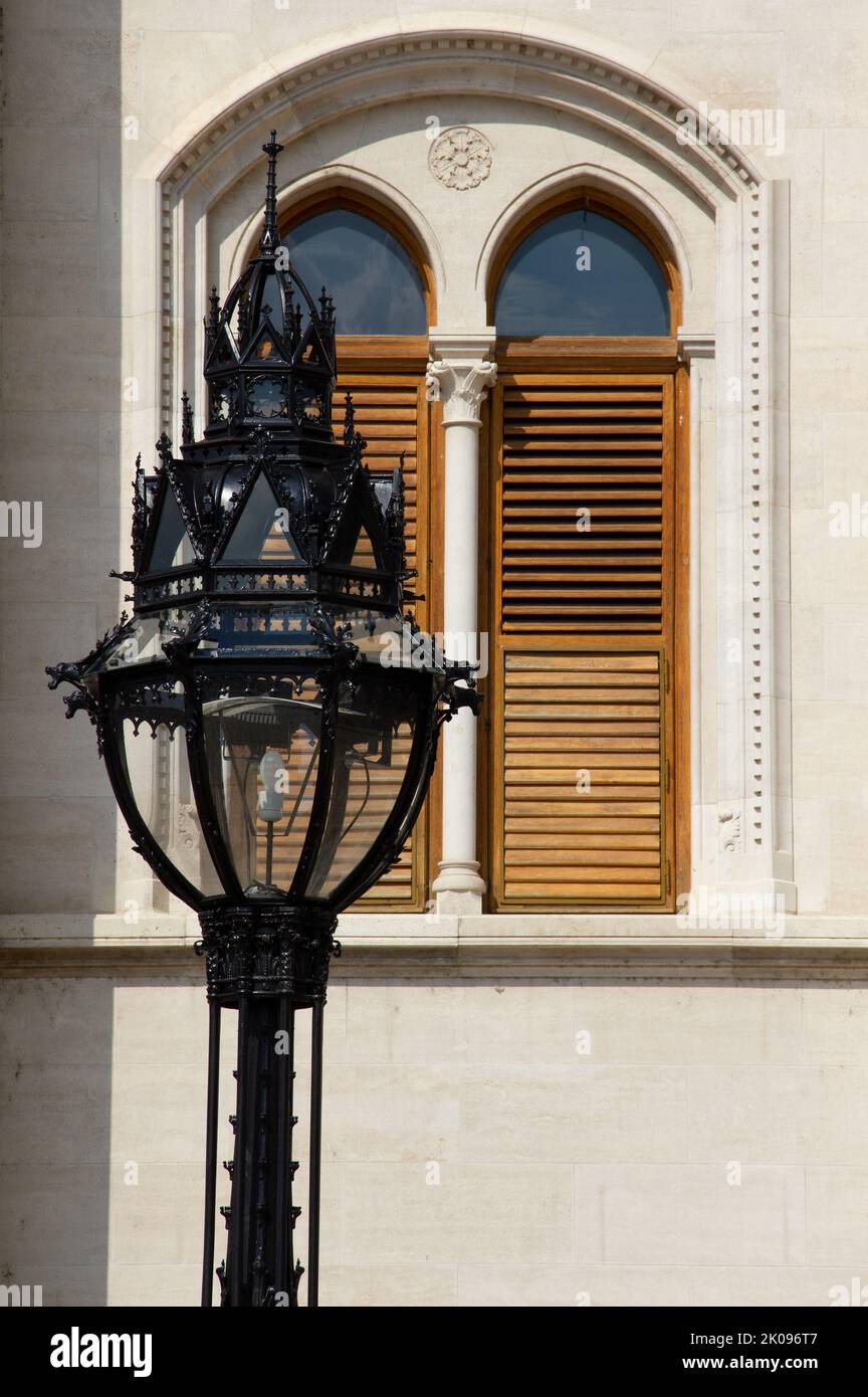 Street lamp with window. Parliament, Budapest, Hungary Stock Photo - Alamy