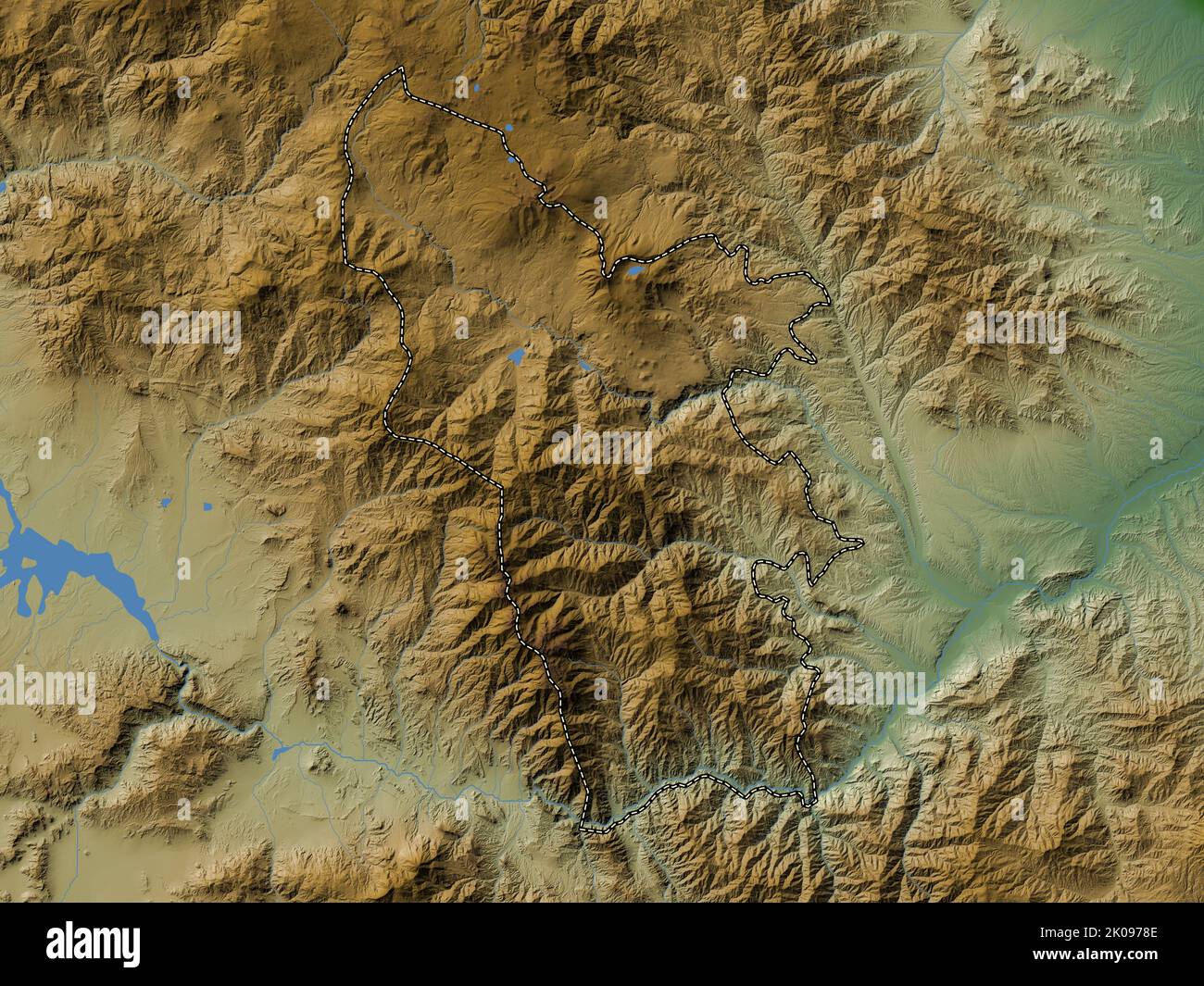Syunik, province of Armenia. Colored elevation map with lakes and ...