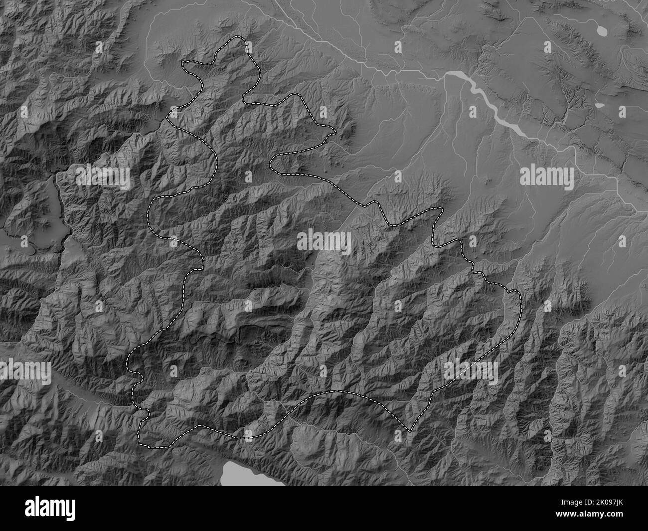 Tavush, province of Armenia. Grayscale elevation map with lakes and ...