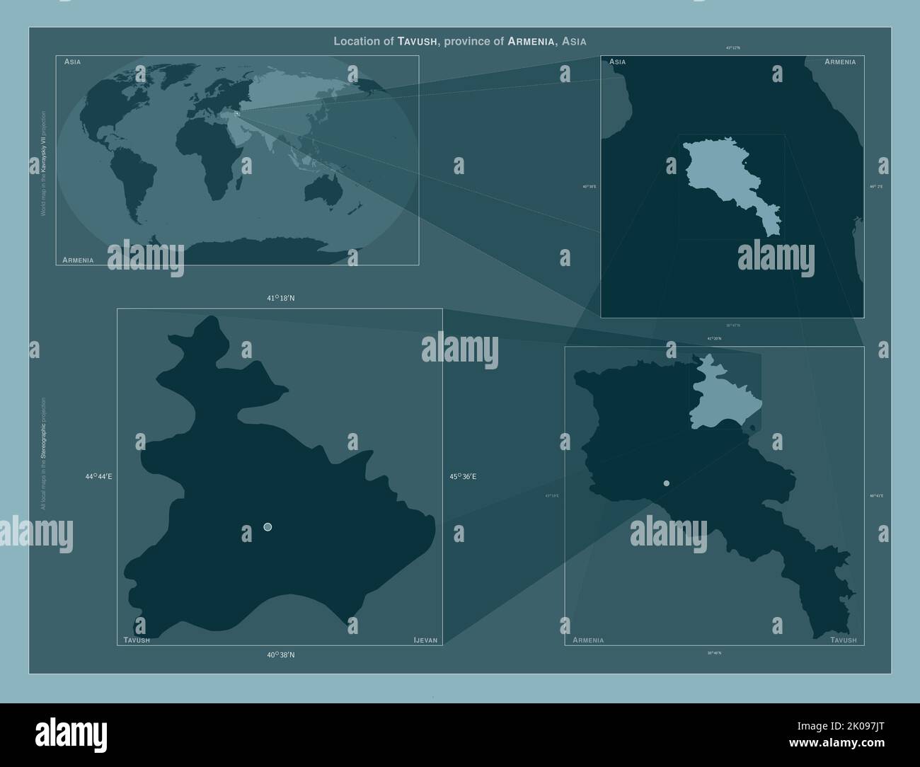 Tavush, province of Armenia. Diagram showing the location of the region ...