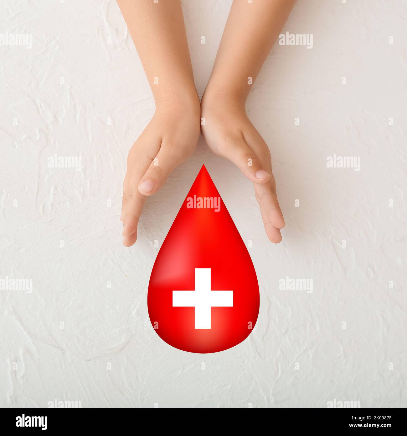 Female hands and drop of blood on white background, top view Stock ...
