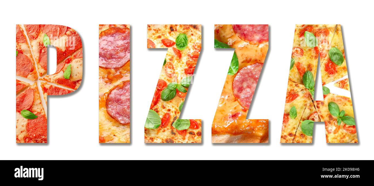 Word PIZZA on white background Stock Photo - Alamy