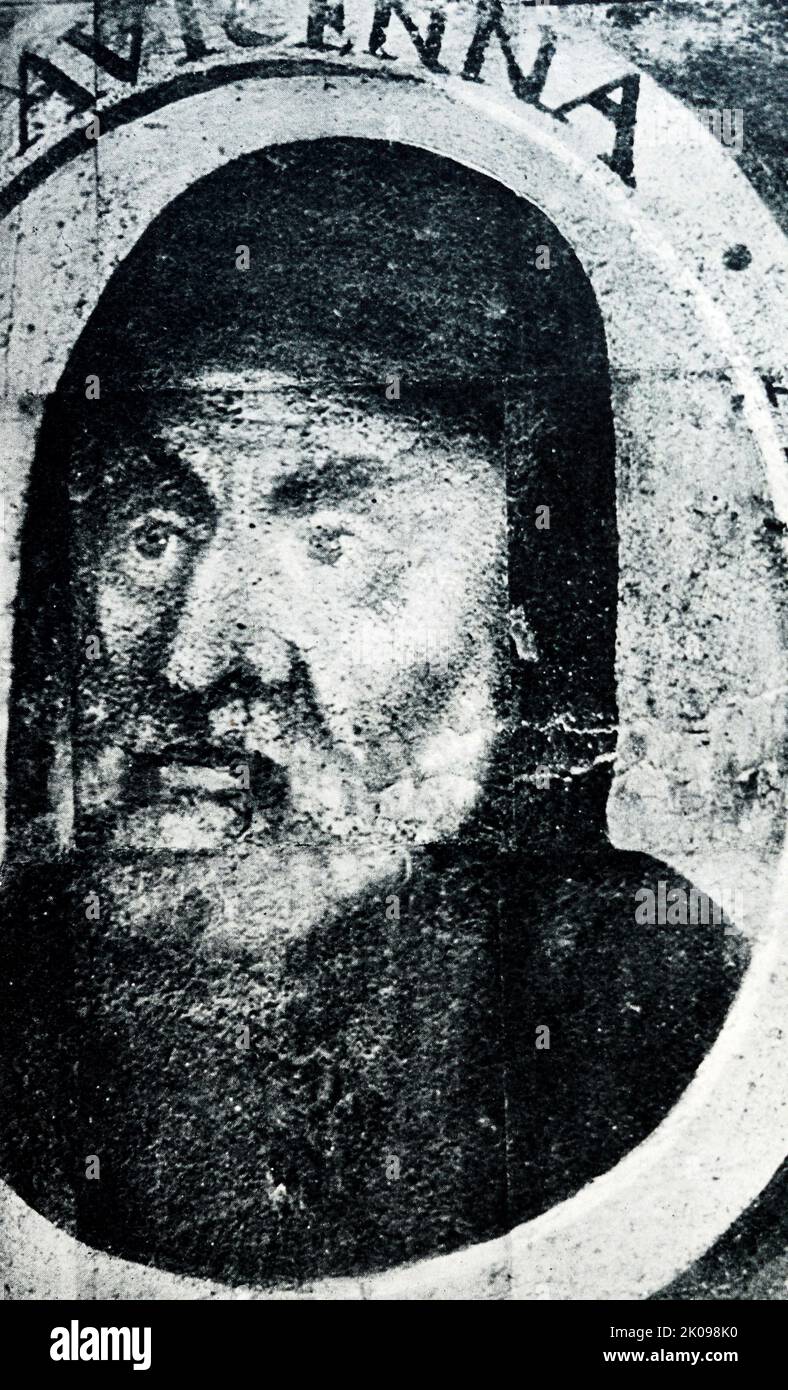 Mozaic of portrait head of Avicenna. Ibn Sina also known as Abu Ali ...