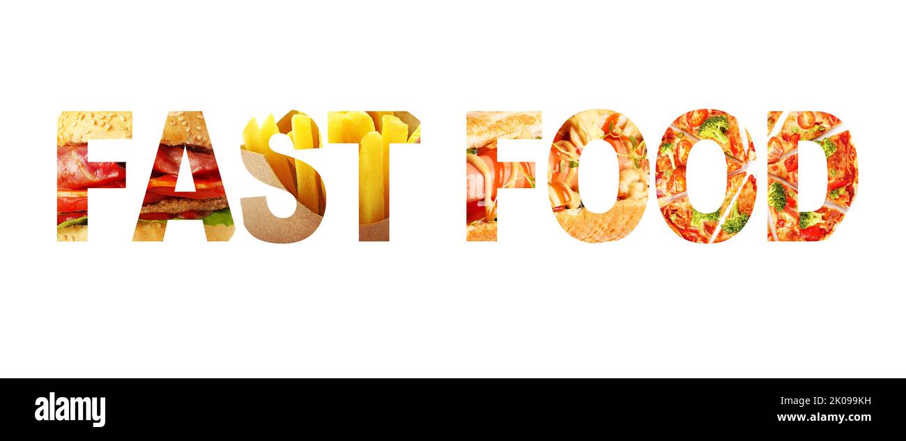 Text FAST FOOD on white background Stock Photo - Alamy