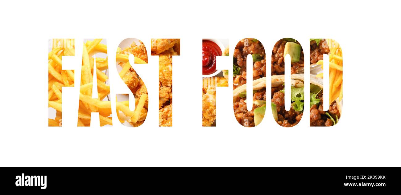 Text FAST FOOD on white background Stock Photo - Alamy